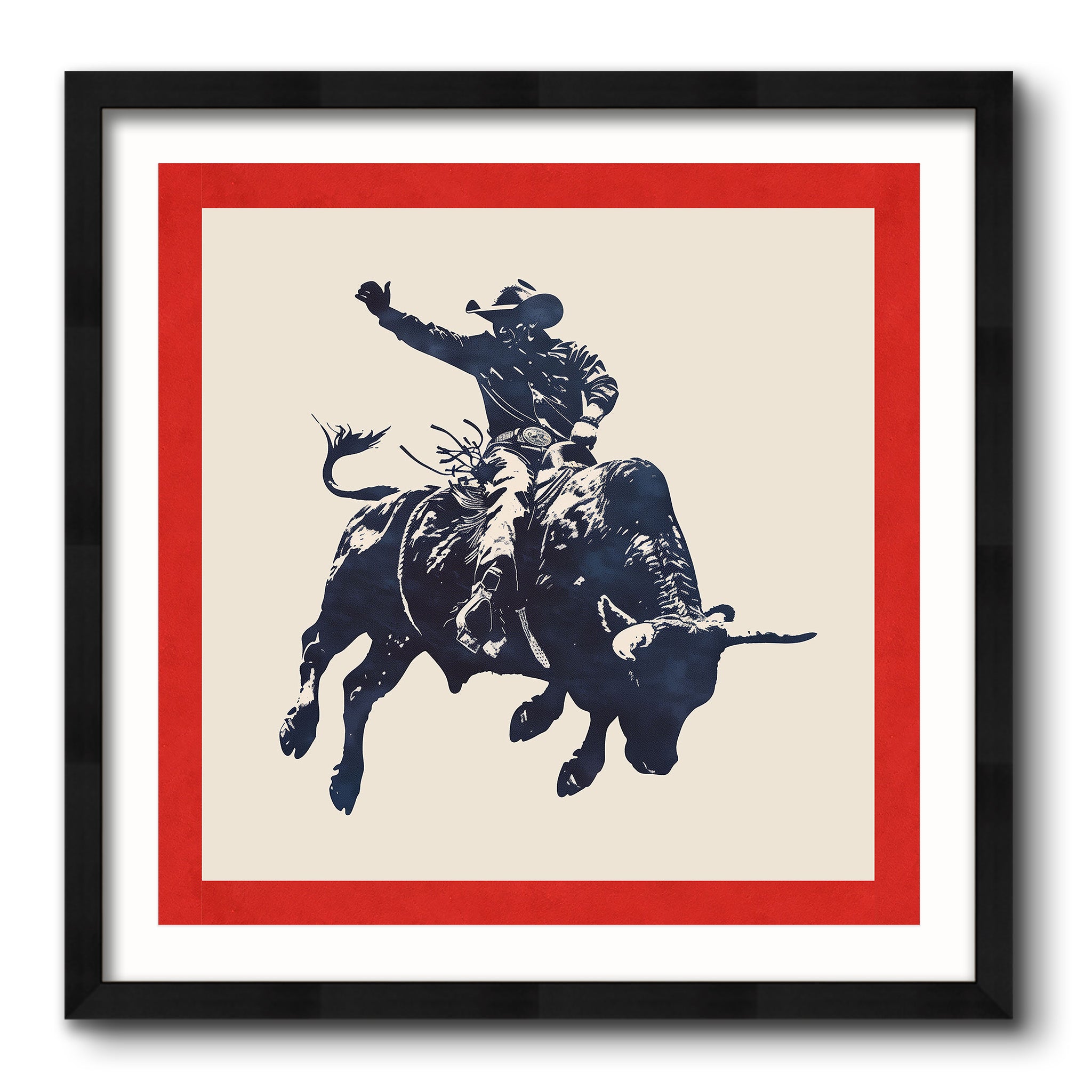 Rodeo Poster Art – Vintage Western Wall Art With Cowboy Artwork & Red ...