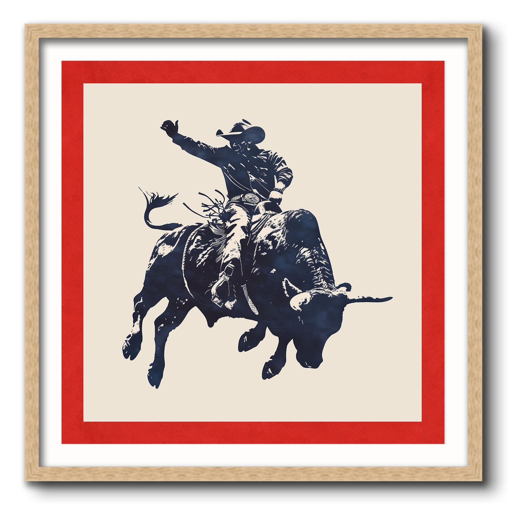 Rodeo Poster Art – Vintage Western Wall Art With Cowboy Artwork & Red ...