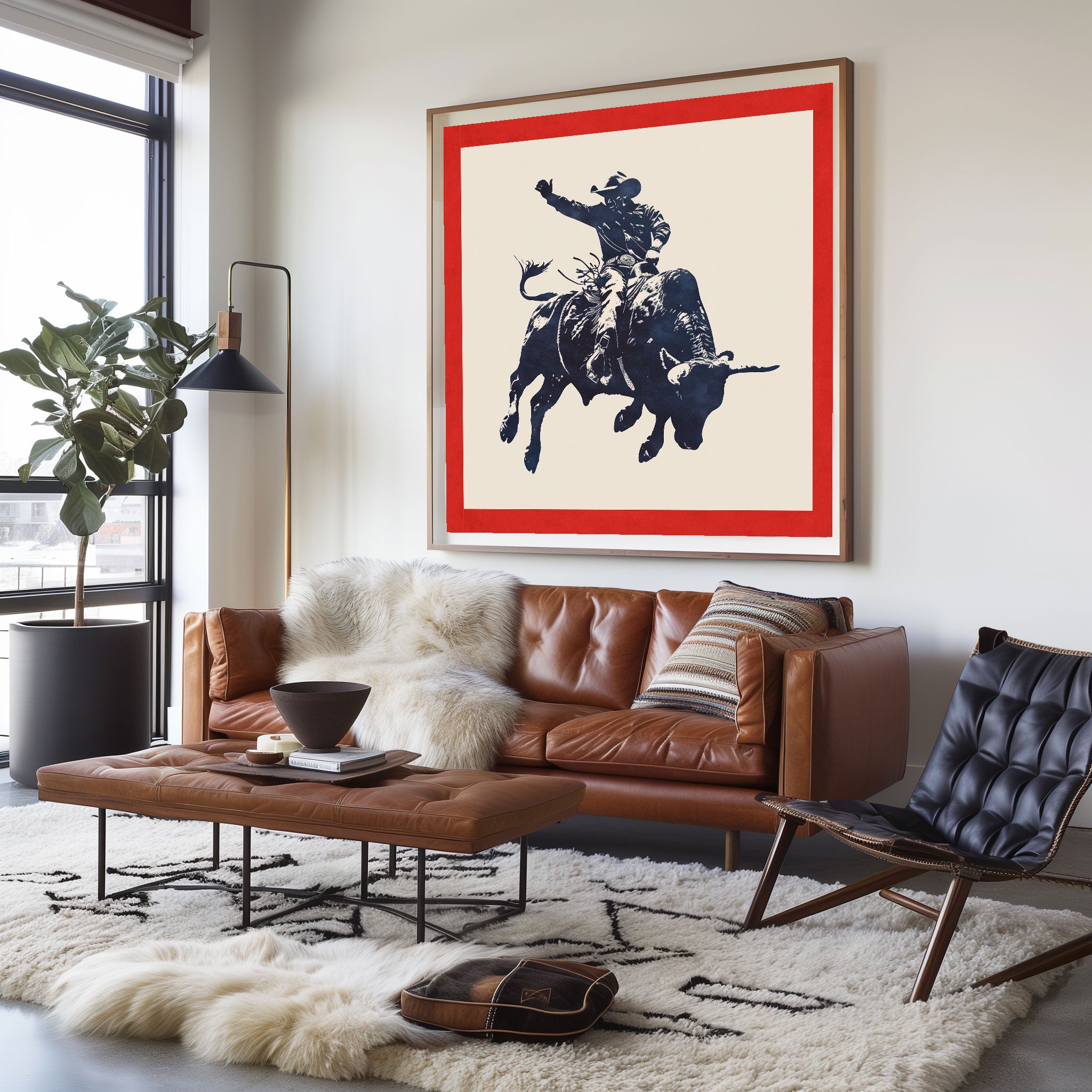 Rodeo Poster Art – Vintage Western Wall Art With Cowboy Artwork & Red ...